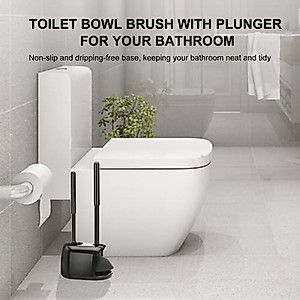 SetSail Toilet Brush and Plunger Set, Toilet Plungers for Bathroom Heavy Duty Toilet Bowl Brush and Holder Hidden Toilet Plunger and Brush Set for Deeply Cleaning - Black