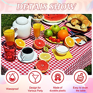 12 Pack Red and White Plastic Checkered Tablecloth, Premium Decorative Disposable Red Gingham Plaid Table Cloths for Parties, Rectangle Party Table Cover for Picnic Farm Birthday Wedding, 54x108 Inch
