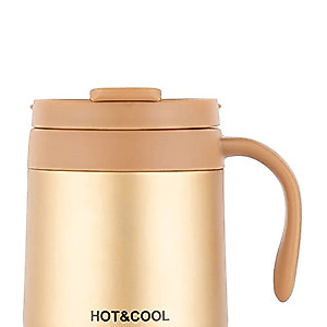 winnereco 350ml Stainless Steel Vacuum Flask Handle Lid Portable Water Cup (Gold)