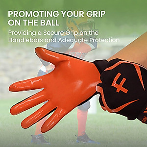 FINGER TEN Football Receiver Gloves Youth Receiving Gloves Pro 3.0 Durable Breathable Flexible for Kids Boys Girls in White Red Black Blue Small Large Medium X-Large (A-Orange, Medium)