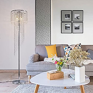 Hsyile Lighting KU300160 Modern Style Floor Lamp Chrome Finish and Plentiful Crystals,3 Lights