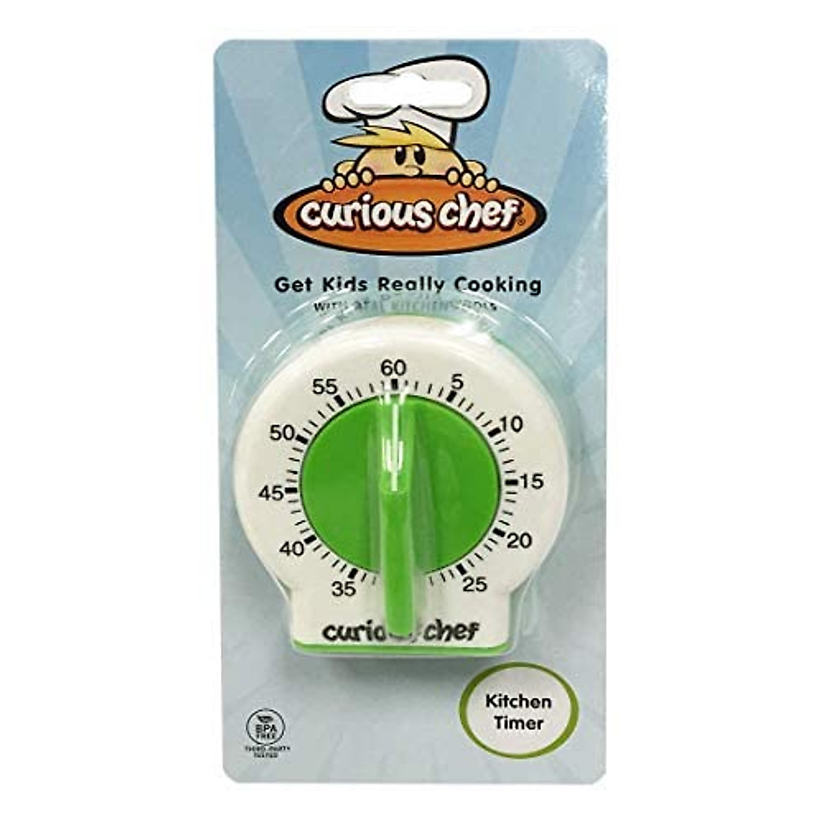 Curious Chef 60-Minute Kitchen Timer for Kids, Dishwasher Safe, Made with BPA-Free Plastic, Real Kitchen Tool