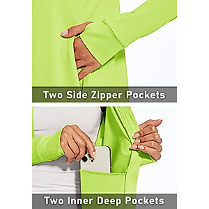 MAGCOMSEN Women's Lightweight Workout Jackets UV Protection Jacket Long Sleeve Shirts Running Fishing Hiking Shirts Fluorescent Yellow XL