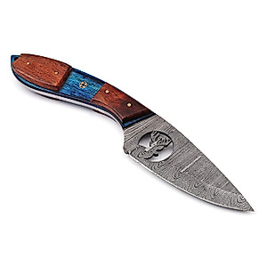 TMBrands Damascus Hunting Knife - Handmade Knife, Hand forged Fixed Blade Knife, Camping Knife & gift Knives - Hunting Knives & Bowie Knives with Rose Wood Handle & Knife Sheath