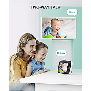 Baby Monitor with Camera and Audio - 3.5 Inch Video Baby Monitor with Remote Control Pan& Tilt &Zoom Camera, Two-Way Audio, Night Vision, VOX Mode，Temperature Monitoring, Lullabies, 960ft Long Range