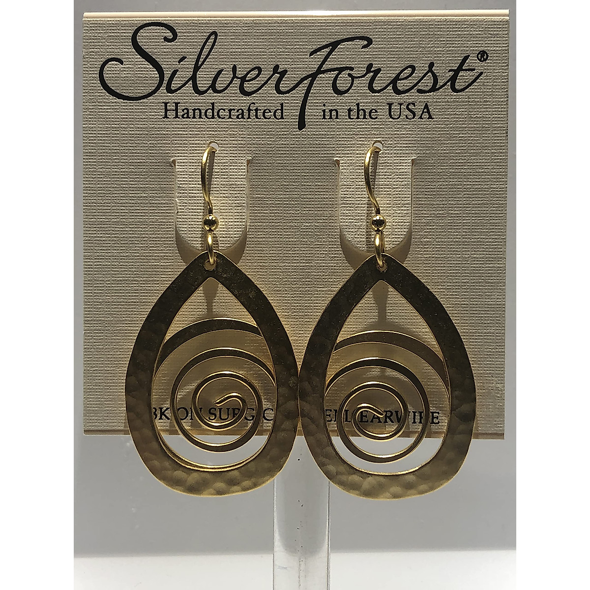 Silver Forest Shiny Gold Plated Hammered Tear with Coil. NE-1627A