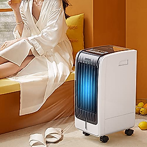 GOFLAME Evaporative Air Cooler, Bladeless Fan with 3 Mode and 3 Wind Speed Settings, Air Humidifier with 6L Water Tank, Quiet Operation, 8-hour Time Setting w/Remote Control, Ideal for Home and Office