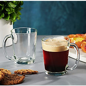 Godinger Coffee Mugs, Italian Made Glass Coffee Mug, Hot Beverage Tea Cups, Glass Cups, Drinking Glasses - 10oz, Set of 4