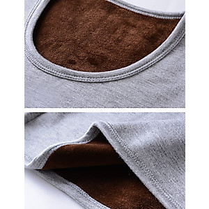 Locachy Men's Cotton Winter Warm Thermal Underwear Sleeveless Vest Fleece Lined Base Layer Tank Top Light Grey L