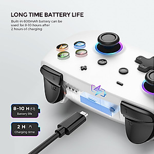 ECHTPower Switch Pro Controller, Wireless Switch Controllers with LED Light/Macro Buttons, Switch Turbo Controller with Dual Vibration/6 Axis Gyro, Pro Controllers for Switch/Lite/OLED