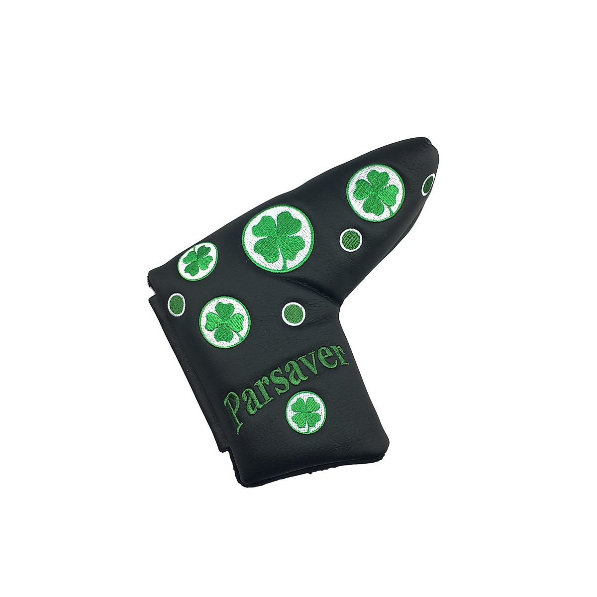Parsaver Shamrock Lucky Clover Golf Blade Putter Cover Lucky Four Leaf Clover Black Covers for Scotty Cameron Odyssey Taylormade Titleist Ping and Mizuno Putters. A Wonderful Golf Gift