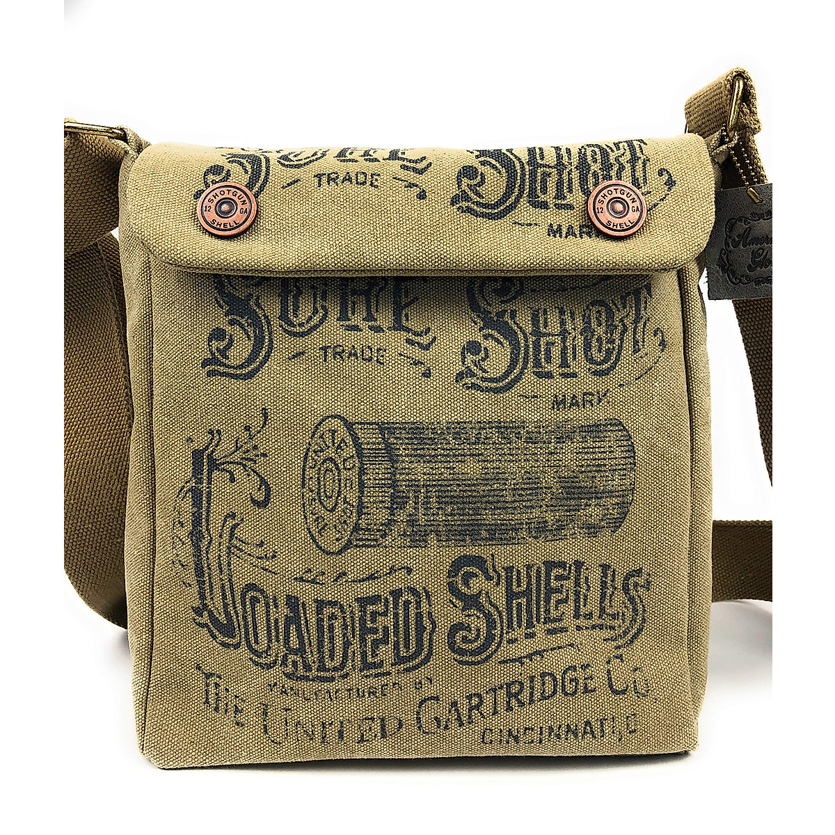 American Glory Unisex Vintage Look Canvas Sure Shot Crossbody Handbag