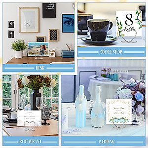 Moxweyeni 20 Pcs Wedding Place Card Holders for Table Heart Wedding Table Number Holders Mini Picture Photo Stands for Wedding Bridal Shower Party (Silver)