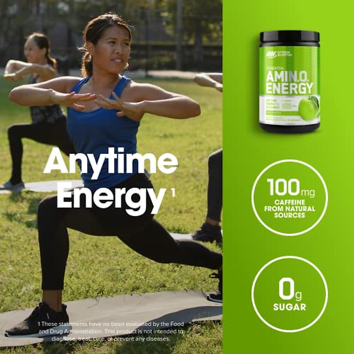 Optimum Nutrition Amino Energy - Pre Workout with Green Tea, BCAA, Amino Acids, Keto Friendly, Green Coffee Extract, Energy Powder - Green Apple, 30 Servings (Packaging May Vary)
