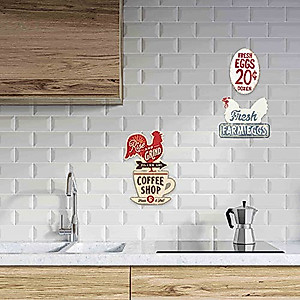 Open Road Brands Fresh Farm Eggs Metal Sign - Vintage Farmhouse Kitchen Sign with Hen and Distressed Finish