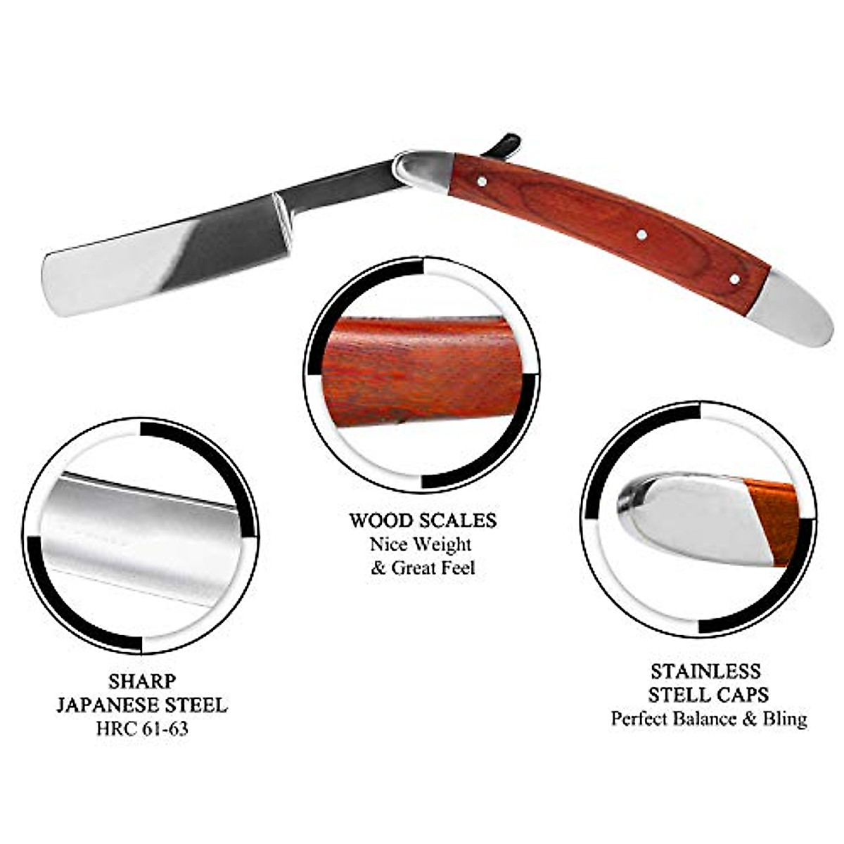 Straight Razor Barber Razor Straight Edge Razor navaja de barbero Straight Razor Kit Professional Shaving Razor with Strop Shaving Brush Leather Strop