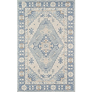 Momeni Anatolia Wool and Nylon Area Rug, 3'3" X 5', Blue