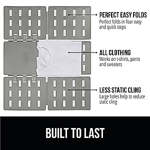 Gorilla Grip Shirt Folding Board, Easy Fast T-Shirt and Clothes Folder, Adult Clothing, Durable Plastic Organizer, Compact for Travel, Laundry Boards, Tshirt Flipfold Tool, Gray