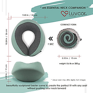 Luvcor Premium Quality Memory Foam Travel Neck Pillow Bundle - Best Ergonomic Pillow for Airplane Travel, car Ride, Sleeping. Comes with Eye mask, earplugs and Storage Bag. (Imperial Green)
