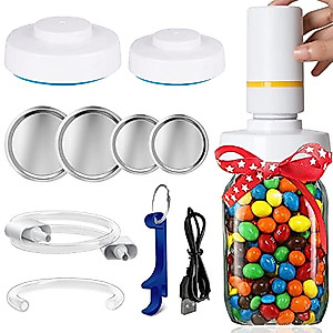 CLKOGO Electric Mason Jar Vacuum Sealer Kit for Wide Mouth & Regular Mouth Mason Jars Food Vacuum Sealer Food Jar Protector Vacuum Seal with Electric Vacuum Pump and Jar Lids for Food Storage and Fermentation
