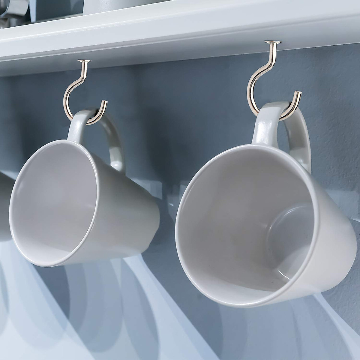 KUUQA 75 Pcs Multi-Size Nickel Plated Metal Ceiling Hooks Screw Cup Hook Holder (Silver)