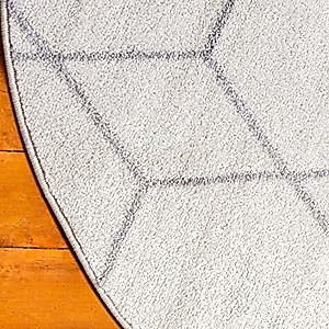 Unique Loom Trellis Frieze Collection Area Rug - Geometric (3' Round, Ivory/ Gray)