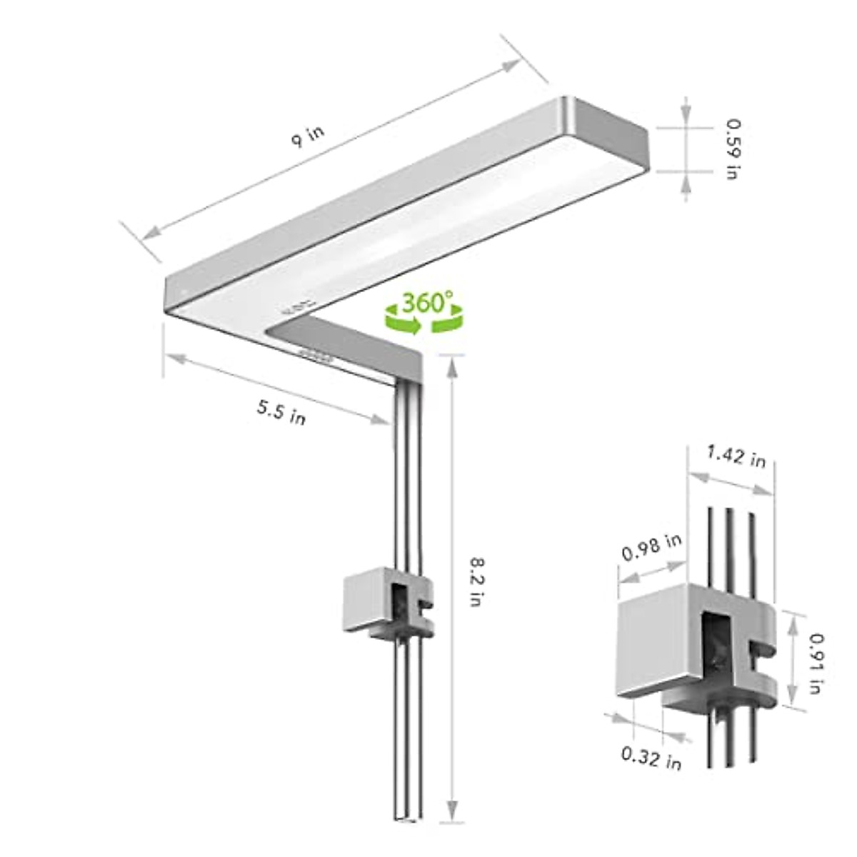 ONF Flat Nano Full Spectrum LED Aquarium Light, Dimmable 7000K / 1300lm, for <10 Gallons Rimless Fish Tanks, Freshwater Aquatic Plant Growth, Terrarium Spotlight, Potted Plant IP54 Waterproof (Silver)
