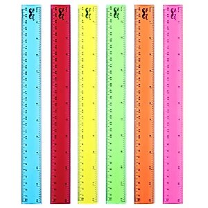 Mr. Pen- Rulers, Rulers 12 Inch, 6 Pack, Assorted Colors, Kids Ruler for School, Rulers for Kids, Ruler with Centimeters and Inches, Plastic Rulers, Kids Ruler, School Ruler, Standard Ruler, Clear