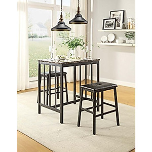 Homelegance 3-Piece Bi-Cast Vinyl Dining Set, Dark Brown