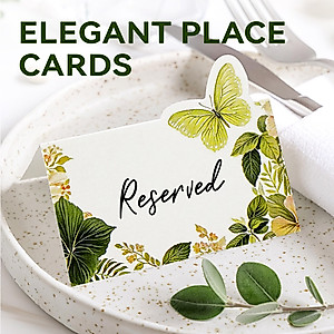 110 PCS Tent Cards, Small Place Cards with Elegant Floral Butterfly Design Delicate Seating Cards Blank Name Cards Escort Cards for Wedding, Table, Dinner Parties, Receptions (Each Measures 2” x 3.5”)