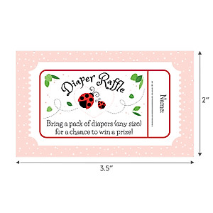 Ladybug Little Lady Diaper Raffle Baby Shower Cards - 24 count