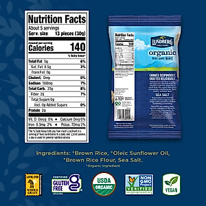 Lundberg Organic Rice Cake Minis, Original Sea Salt – Mini Rice Cakes, Healthy Snacks for Adults and Kids, Vegan Snacks, Gluten-Free, Healthy Food for Snacking & Dipping, 5 Oz (Pack of 6)