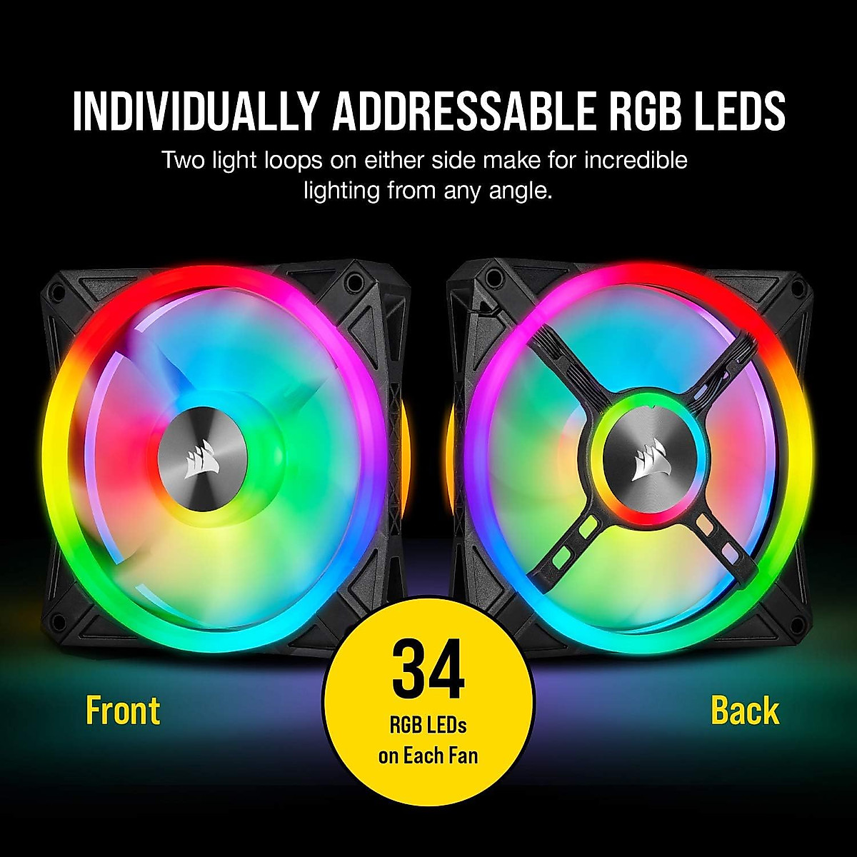 Corsair QL Series, Ql120 RGB, 120mm RGB LED Fan, Triple Pack with Lighting Node Core, Black, Compatible with Desktop