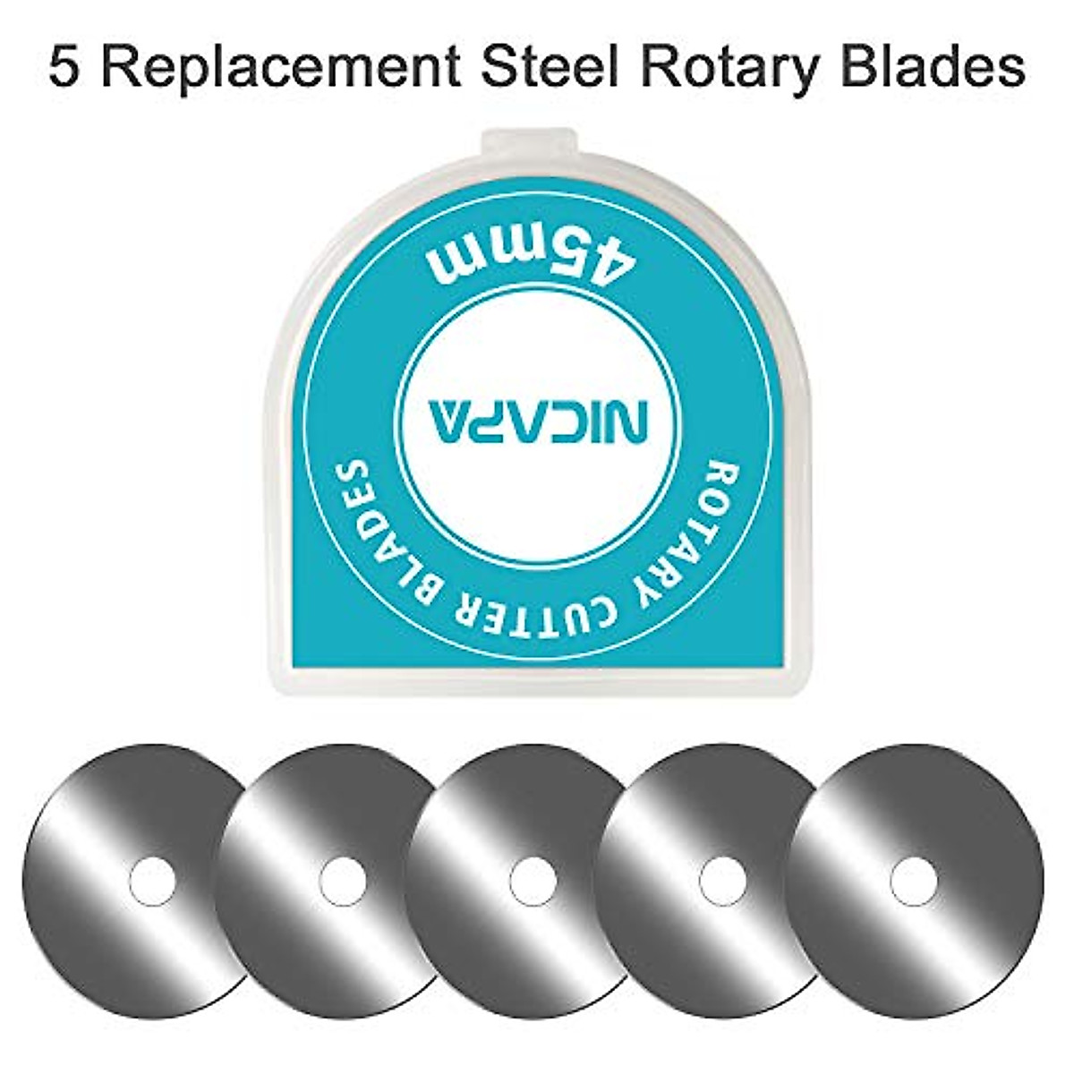 NICAPA 45mm Rotary Cutter for Fabric with Safety Lock Ergonomic Classic Comfort Loop Rotary Cutter for Crafting Sewing Quilting (Extra 5pcs 45mm Replacement Blades Included)