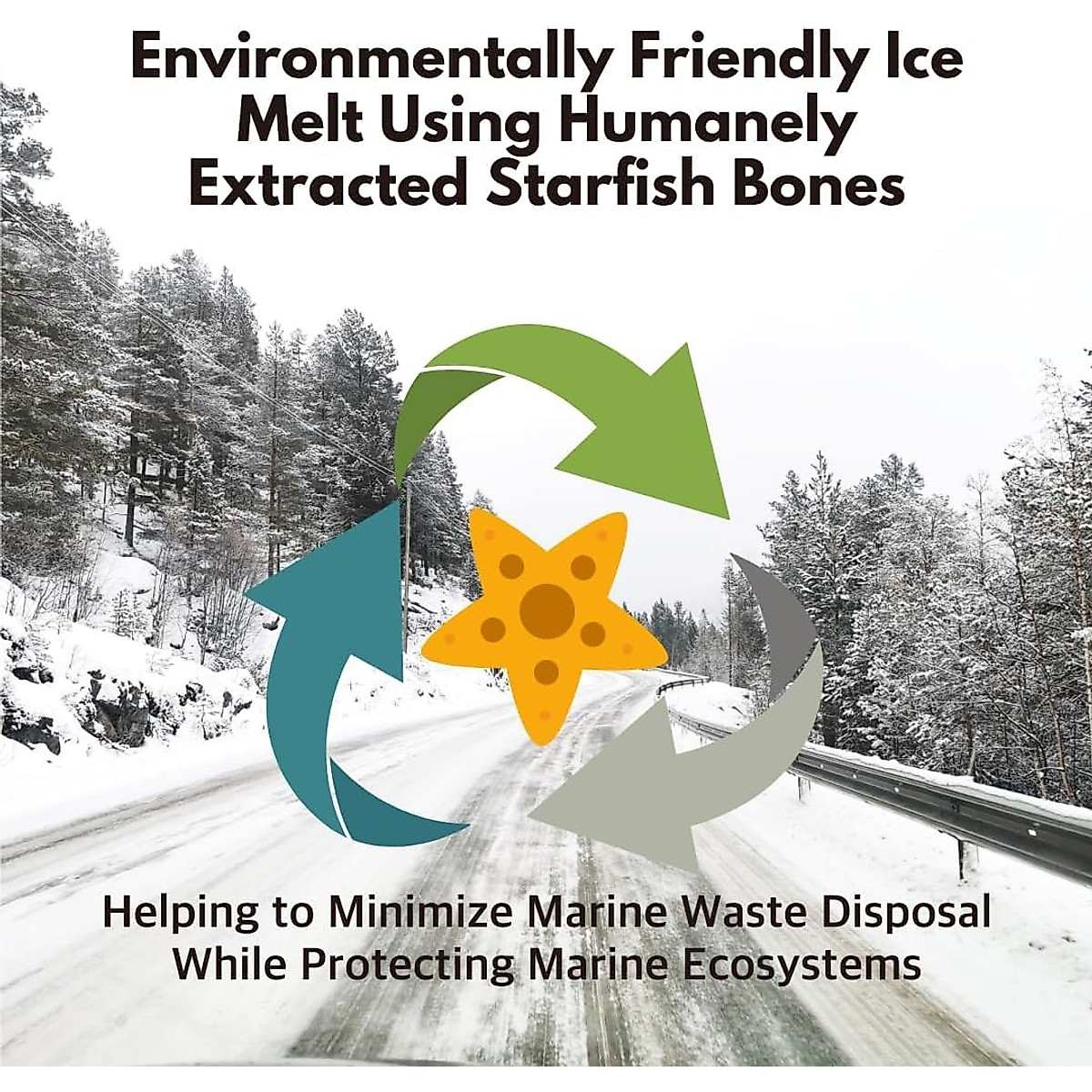 Star'sTech ECO-ST Starfish Extract Ice Melt Safe For Concrete - Eco Friendly & Pet Safe Ice Melt For Snow - Fast Acting Snow Melt and Effective at -30℉ (33lb)
