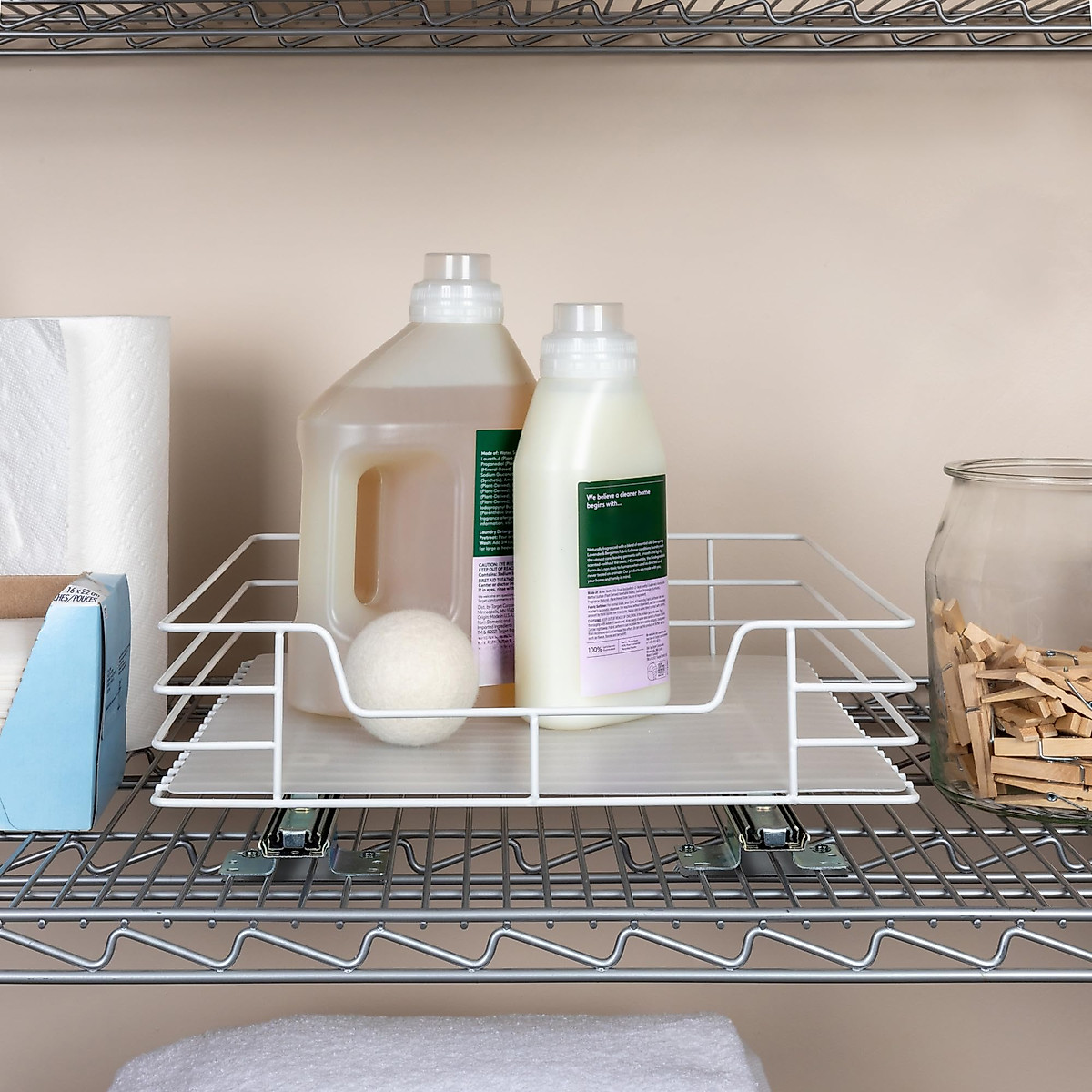 Household Essentials 1516-1 Glidez Undersink Sliding Organizer | Pull Out Cabinet Shelf | White | 15-Inch