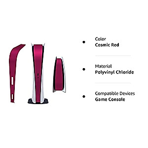 ZJRUI PS5 Console Middle Skin, Integral PS5 Digital Edition Host Middle Strip Sticker, Console Center Part Protection Strip Film, PS5 Middle Sticker Accessories Durable Scratch Resistant -Cosmic Red