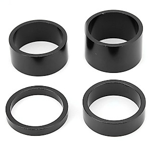 VBESTLIFE 4Pcs/Set Headset Spacers Aluminum Alloy Front Fork Washer 5 10 15 20mm Headset Stem Washer Gasket Replacement for Mountain Road Bike(Black) and Spare Parts