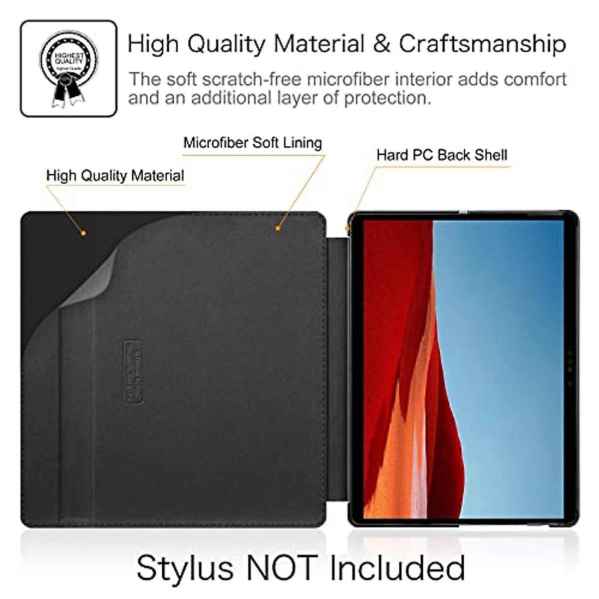 Fintie Case for Microsoft Surface Pro X (2021/2020/2019) - Hard Shell Slim Portfolio Cover Compatible with Type Cover Keyboard for 13 Inch New Surface Pro X (SQ1/SQ2), Composition Book