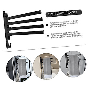 Amosfun Rotating Towel Shelves Hand Towel Racks for Bathroom Towel Hanging Shelf Hand Towel Holder Towel Rack for Kitchen Bathroom Towel Holders Towel Rod Black Stainless Steel