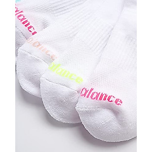New Balance Girls' Athletic Low Cut Socks with Reinforced Heel and Toe (8 Pack), Size Medium, Pure White
