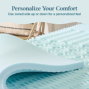 Lucid 2 Inch Mattress Topper Queen - Memory Foam Mattress Topper Queen - 5 Zone Gel Infusion - CertiPur Certified Foam