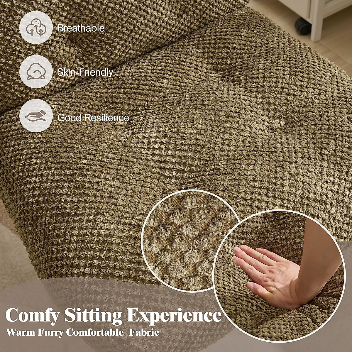 Uiesno Criss Cross Chair on Wheels Wider & Thickened, Cross Legged Office Chair Comfortable Adjustable Swivel, Armless Ergonomic Desk Chair Vanity Accent Chair Comfy Chairs for Home Office, Green