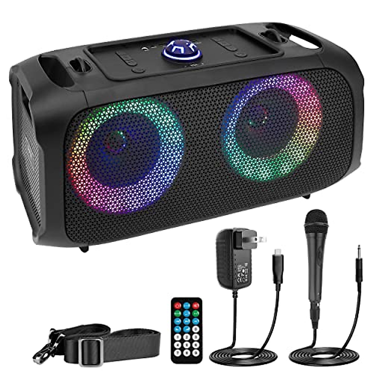 Pyle Wireless Portable Bluetooth Boombox Speaker - 500W Rechargeable Boom Box Speaker Portable Barrel Loud Stereo System - Flashing LED, FM Radio/Aux/MP3/USB Flash Drive/Micro SD, & 1/4 in -PPHP652B