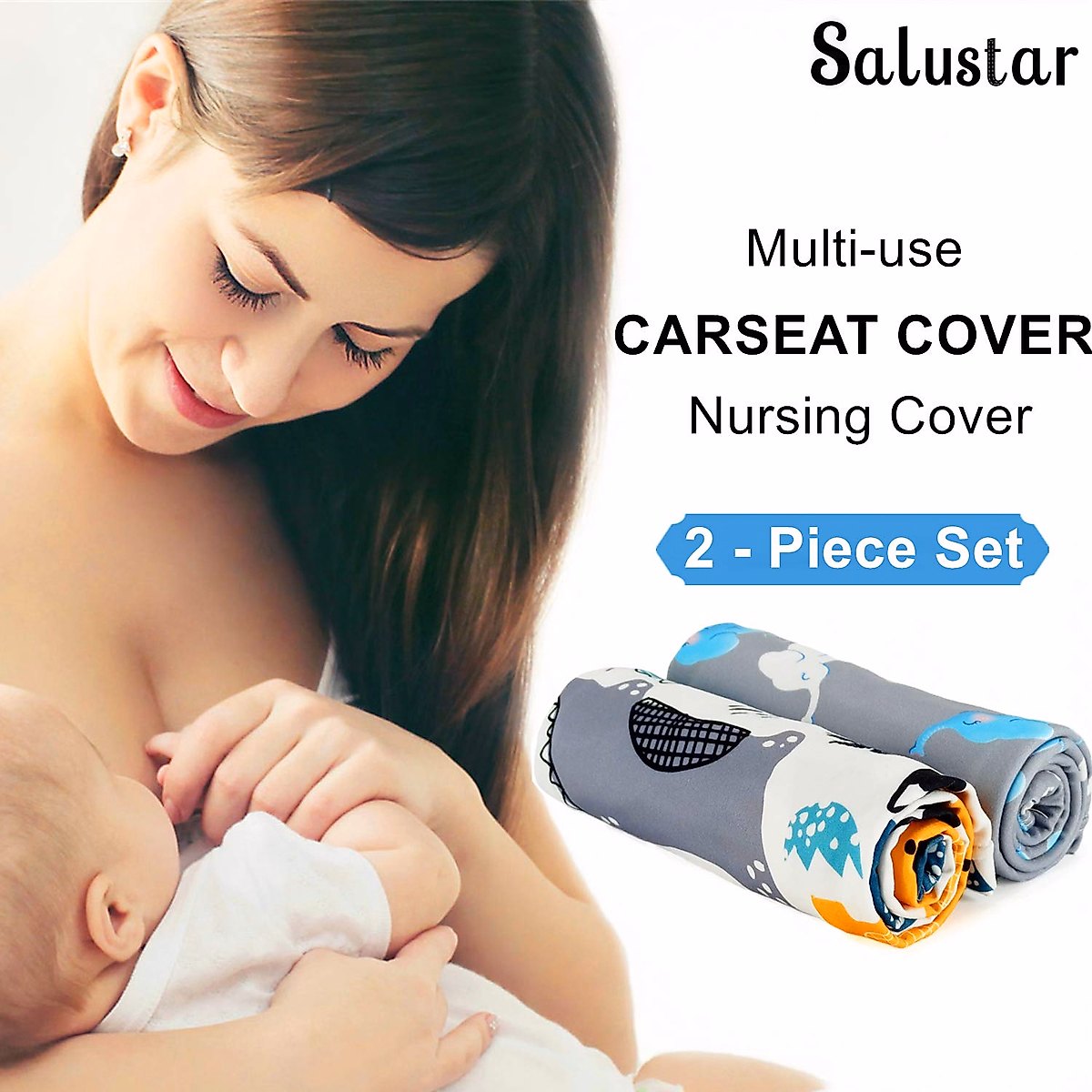 Car seat Covers for Baby Boys and Girls,2-Piece Set of Nursing Covers by Salustar