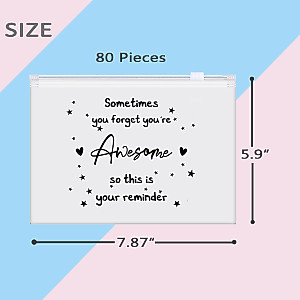 LAMIVEENLA 80 Pcs Bulk Mini Makeup Bags - Inspirational Gifts for Women Friends - Small Cosmetic Pouch - Mini Toiletry Bag - You Are Awesome Appreciation Gifts - Party Favors Church Gifts in Bulk
