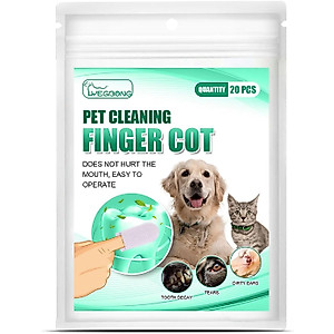 20PCS Teeth Cleaning Finger Wipes,Dog Eye WipesCleaning Wipes for Pet Teeth and Finger Covers, for Cleaning Teeth Ears and Eyes Suitable for Dogs and Cats Removes Dirt and Discharge