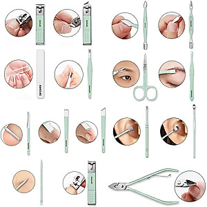 16-Piece Nail Clippers Portable Set, Professional Manicure and Pedicure Set, Manicure Set with Storage Tools, Nail Clippers Set Beauty Tools, Beauty Pliers Pedicure Knife (16 Pcs/Set, Yellow)