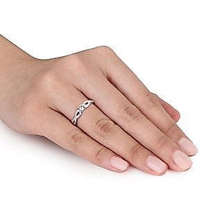 Gem And Harmony 1/4 Carat (ctw) Lab-Created White Sapphire Infinity Ring with Diamonds in Sterling Silver