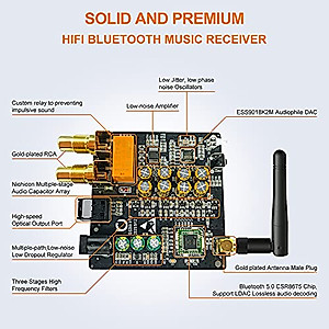 Lavaudio HiFi Bluetooth 5.0 Music Receiver for Home Stereo with LDAC, Bluetooth Audio Adapter with Audiophile DAC aptX HD, RCA Optical Output for AV Receiver or Stereo Amplifier - DS200Pro